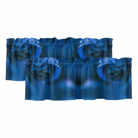 Blue Rose Valances for Windows, Decorative Rod Pocket Window Valance ...
