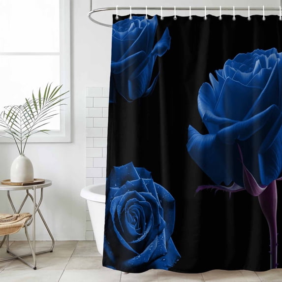 Blue Rose Waterproof Fabric Shower Curtain,Vintage Abstract Garden ...