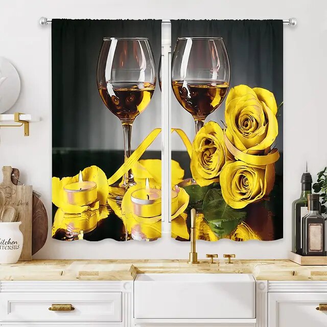 Blue Rose and Wine Teal Floral Curtains for Living Room Window Bedroom ...