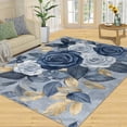Blue Roses Area Rug Washable Rug Plant Butterflies Rugs for Living Room ...