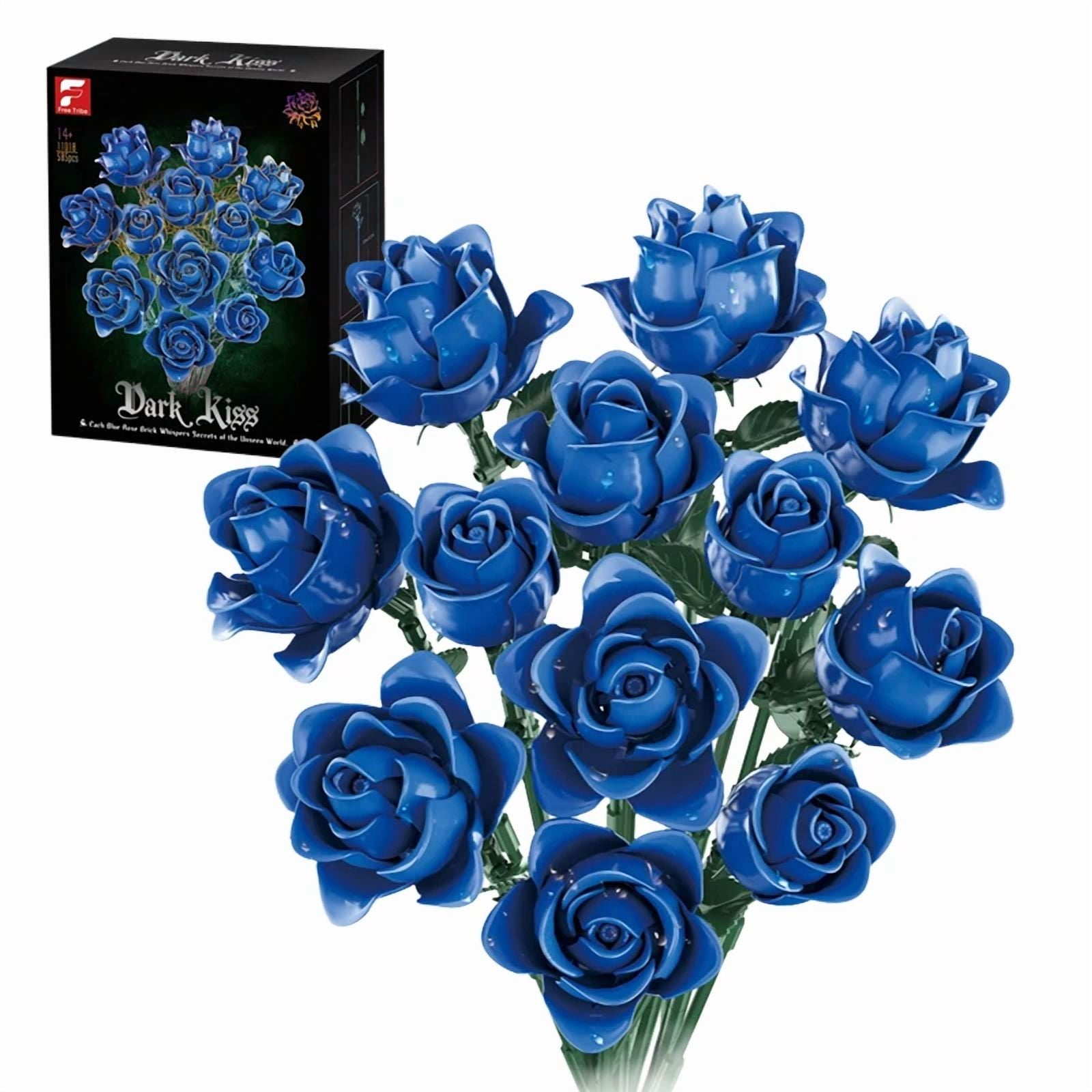 Blue Roses Bouquet Building Set Artificial Flowers Botanical Blocks ...