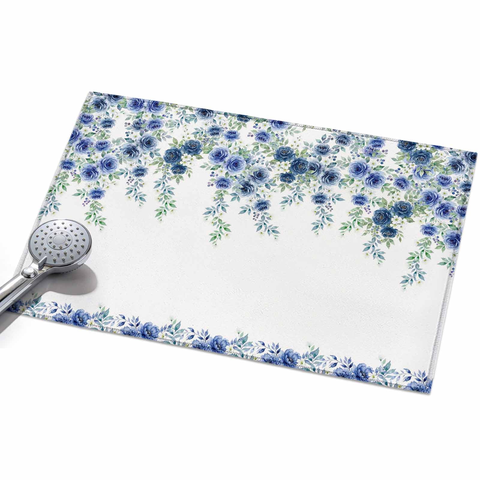 Blue Roses Entryway Rug 2x3ft Washable Non Slip Bathroom Rug Indoor ...