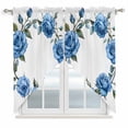 Blue Roses Swag Curtain Valance for Window 2 Panels Spring Floral ...