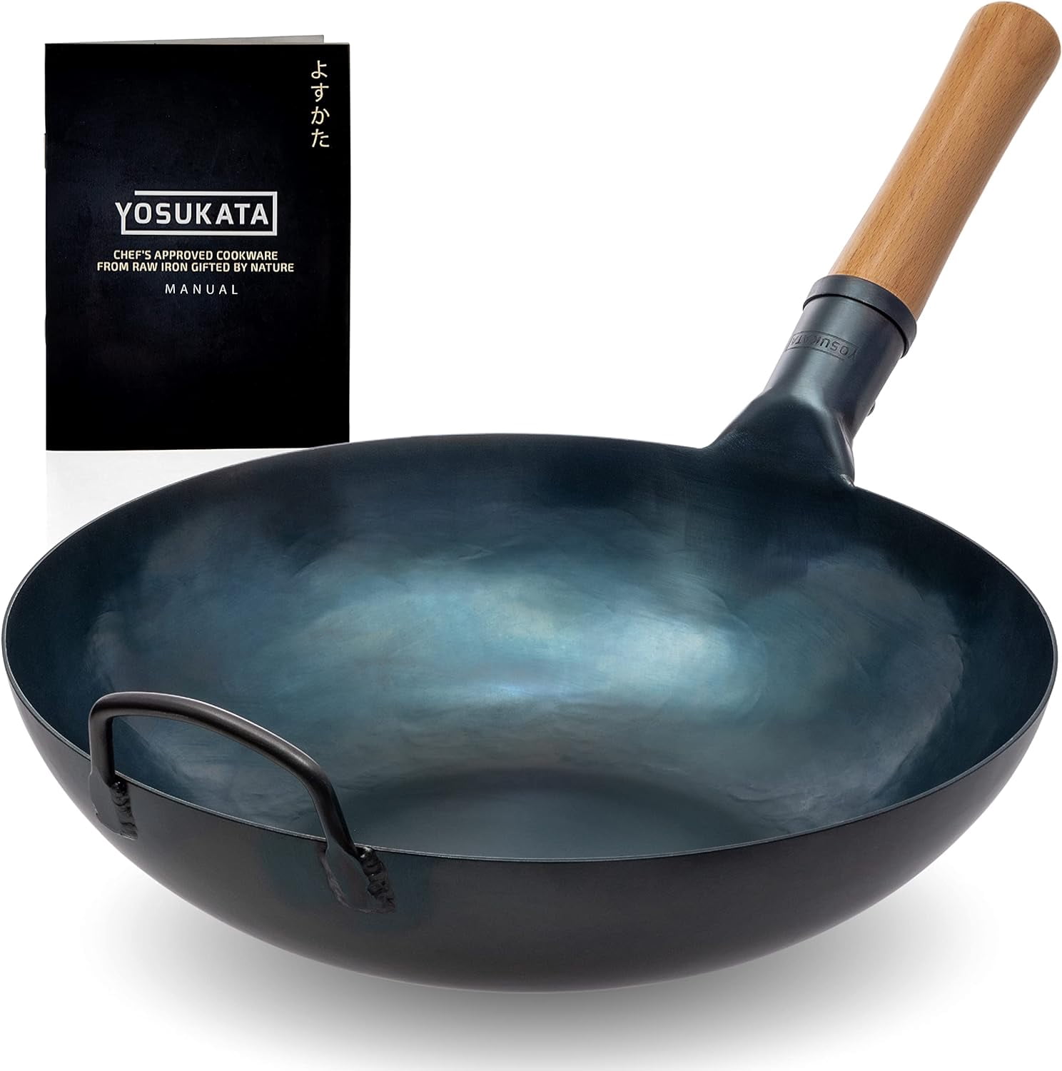 Blue Round Bottom Wok Pan – 14" Woks and Stir Fry Pans - Chinese ...