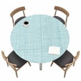 Blue Round Fitted Table Cover Linen Texture Modern Abstract Country ...