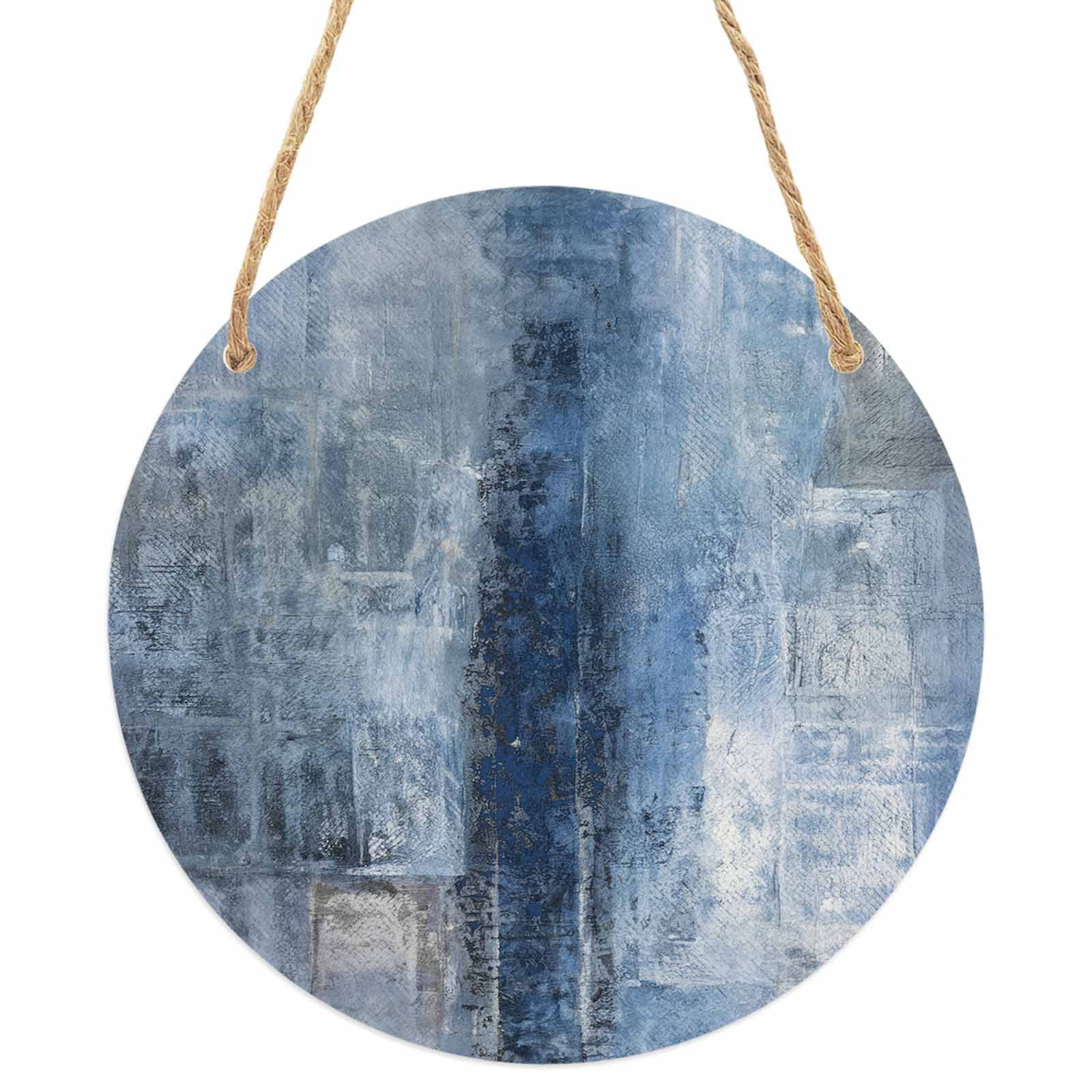 Blue Round Front Door Welcome Sign, 7.8 Inch Wall Hanging Decor for ...