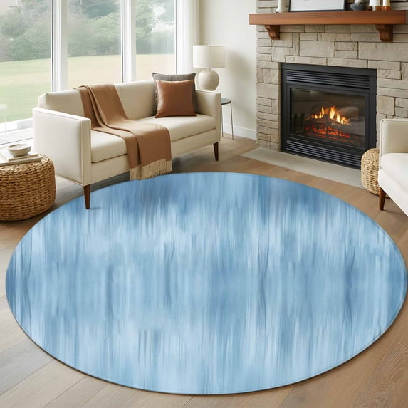 Blue Round Rug 5ft Washable Circle Kitchen Rugs Non Slip Modern ...