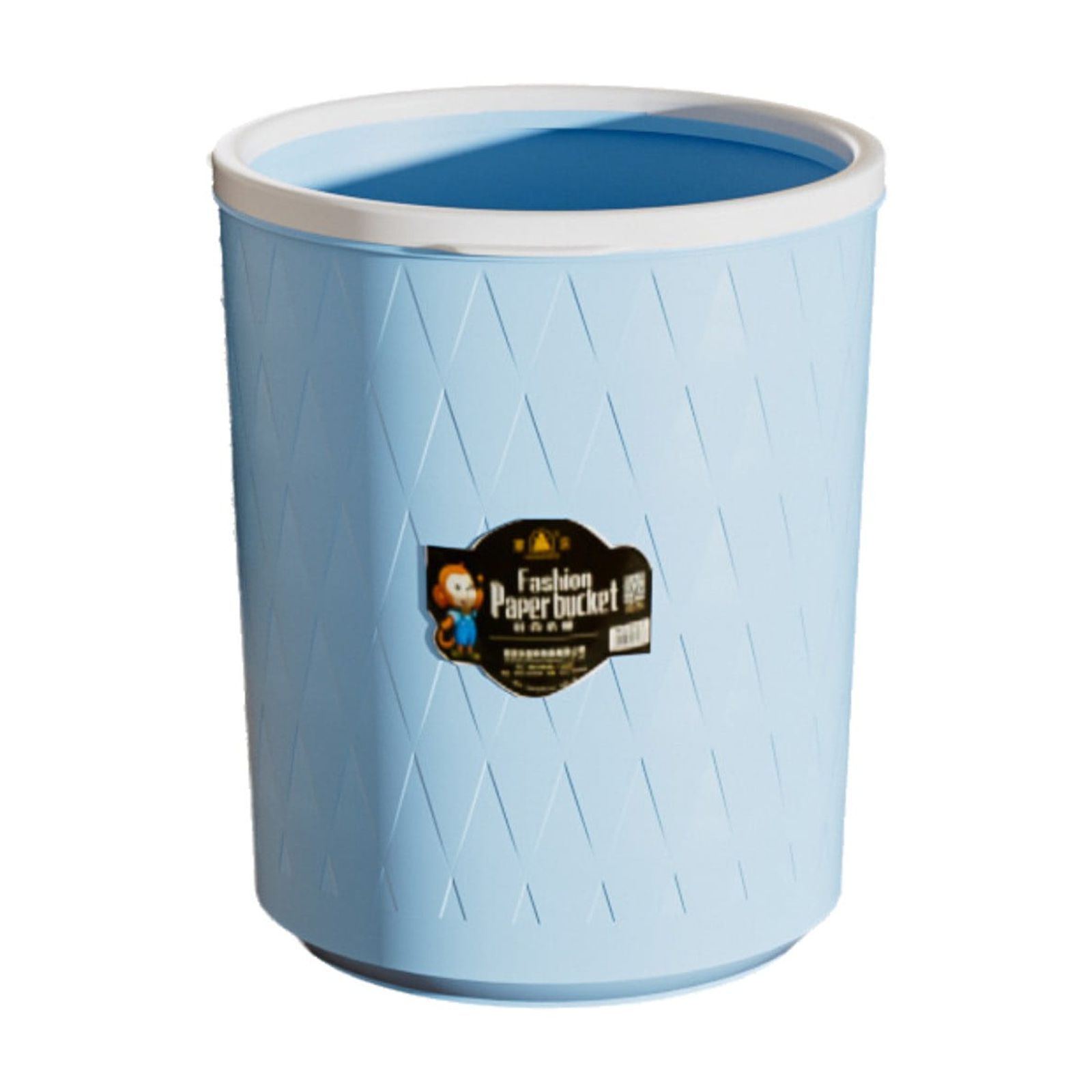 Blue Round Small Trash Can Lidless Waste Basket Matte Frosted Texture ...