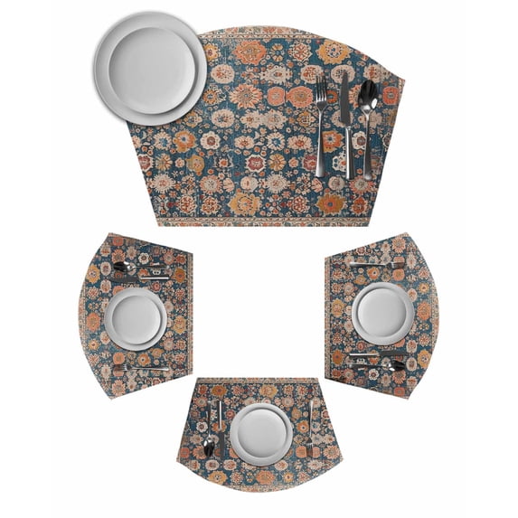Blue Round Table Placemats Set of 4 Wedge Placemats, Ethnic Modern ...
