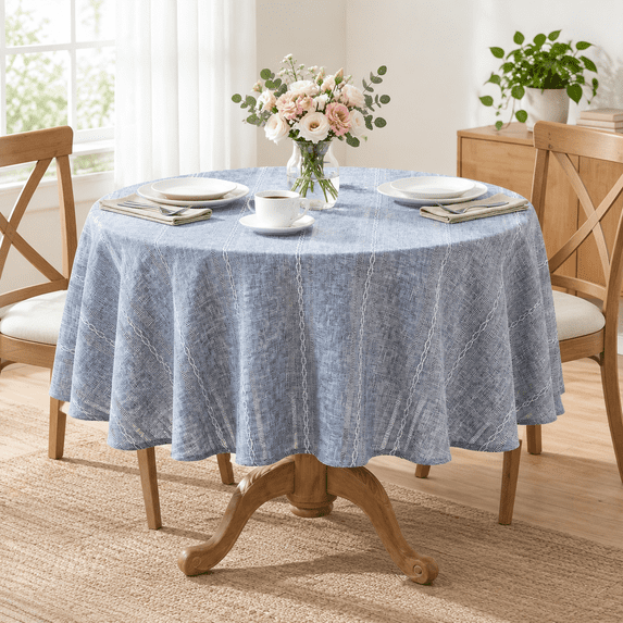 Blue Round Tablecloth 70*70 Inch Farmhouse Decor - Walmart.com
