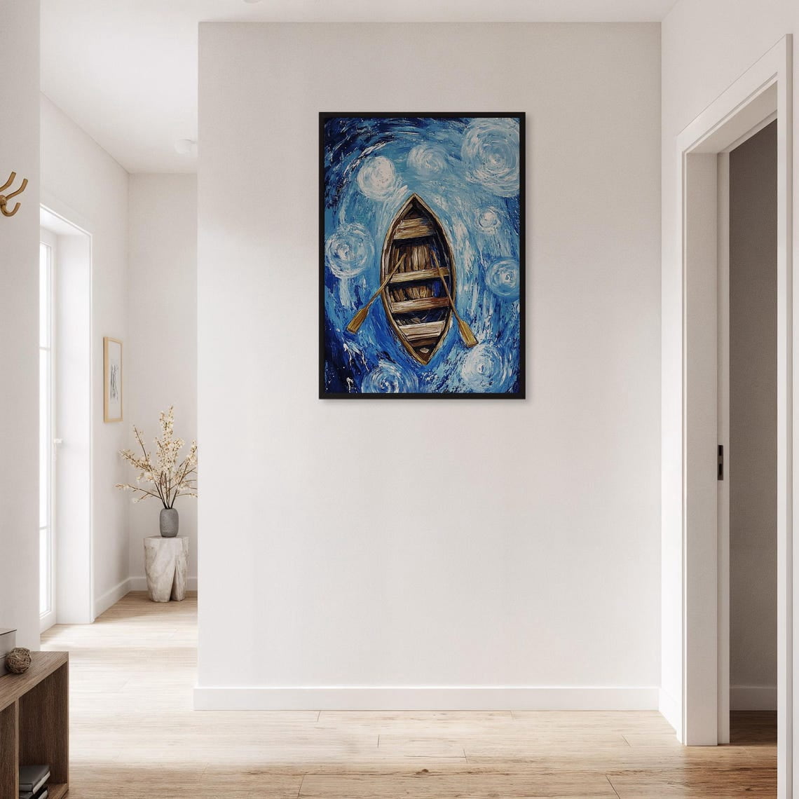Blue Rowboat Wall Art, Dreamy Nautical Water Texture Decor, Unframed ...