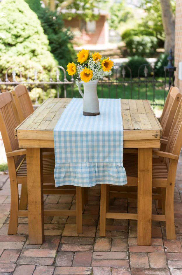 Blue Ruffled Gingham Table Runner - Walmart.com