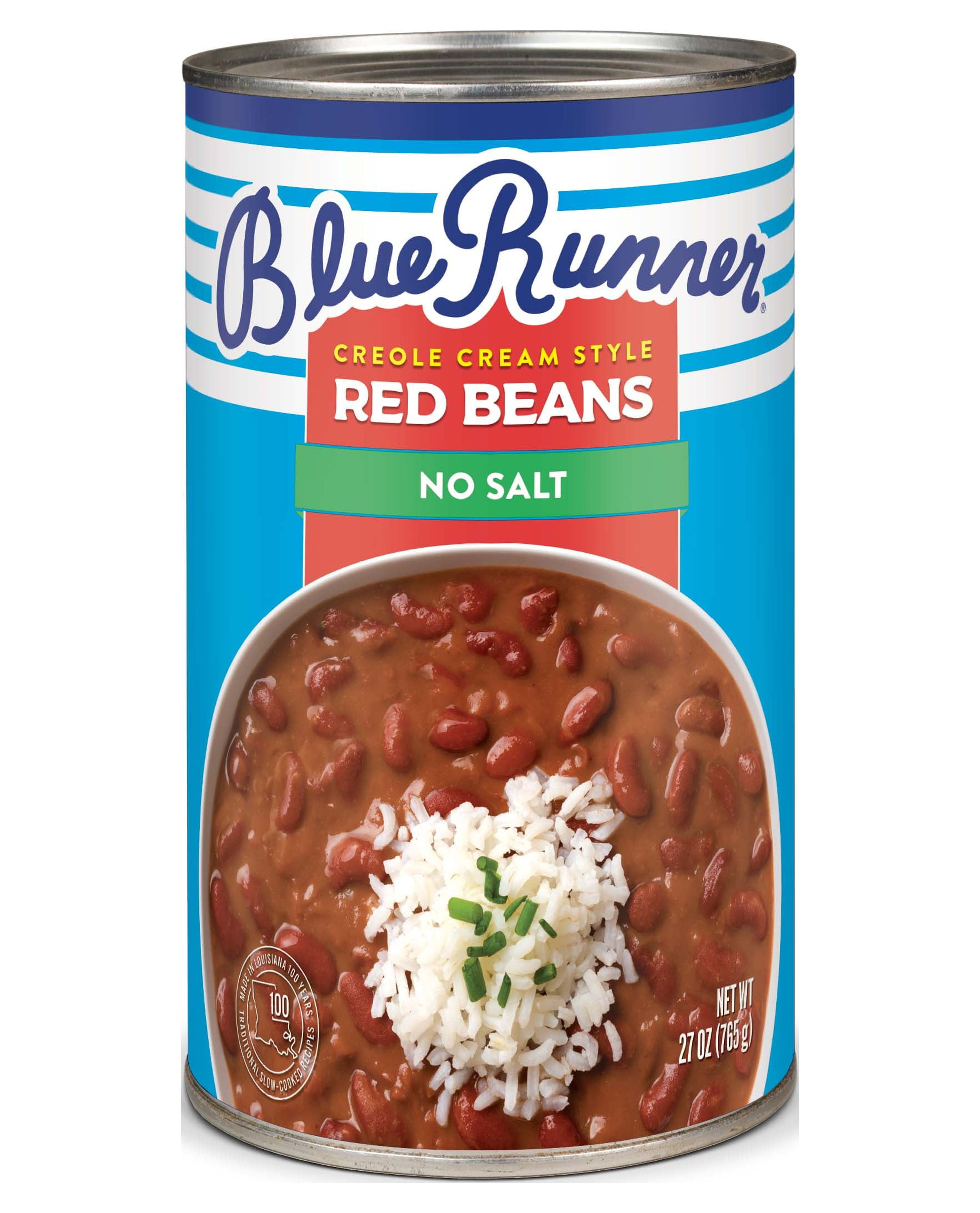 Blue Runner Creole Cream Style Red Beans, No Salt Added, 27 oz Can ...