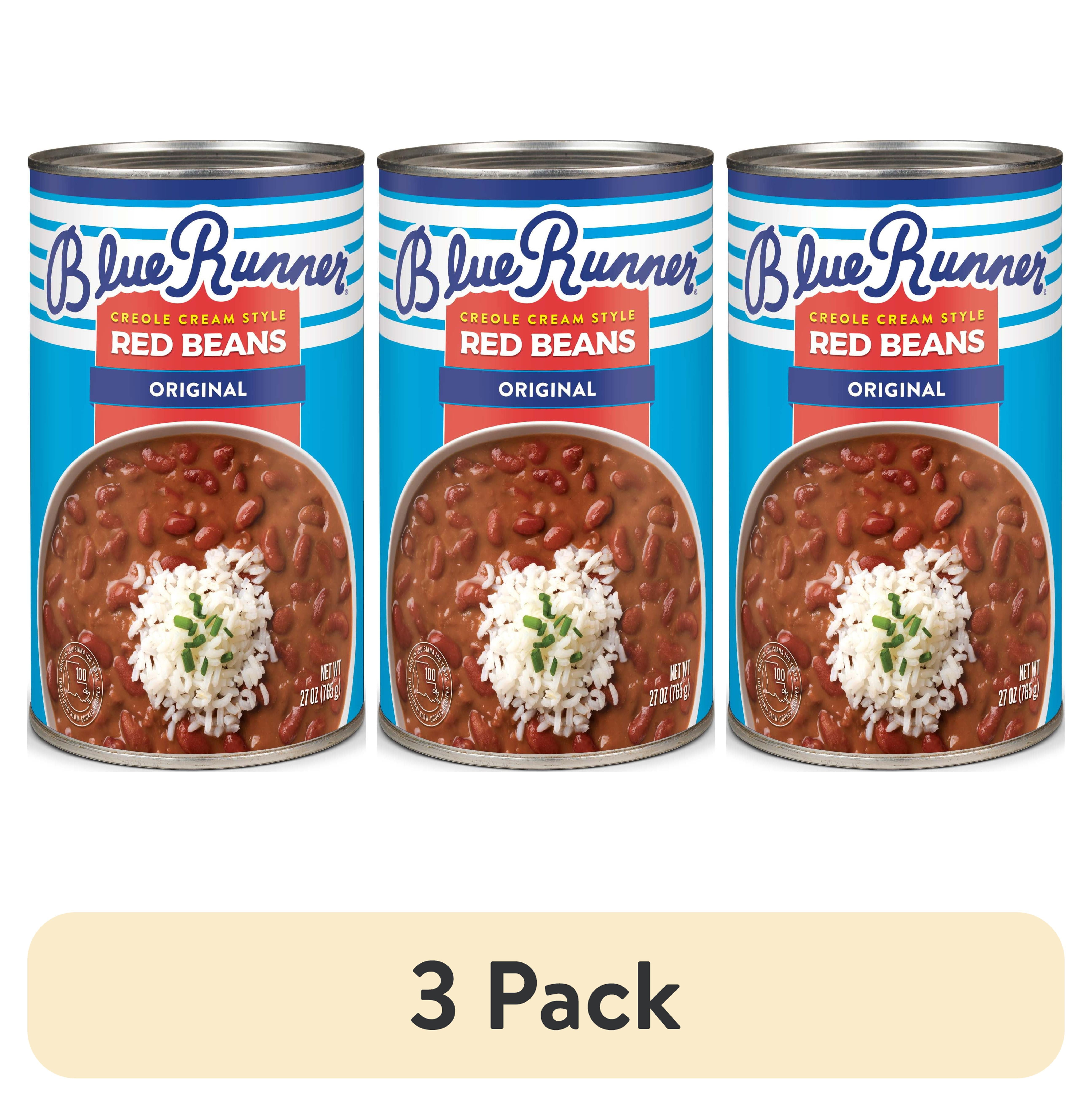 (3 pack) Blue Runner Creole Cream Style Red Beans, 27 oz Can, Heat and ...