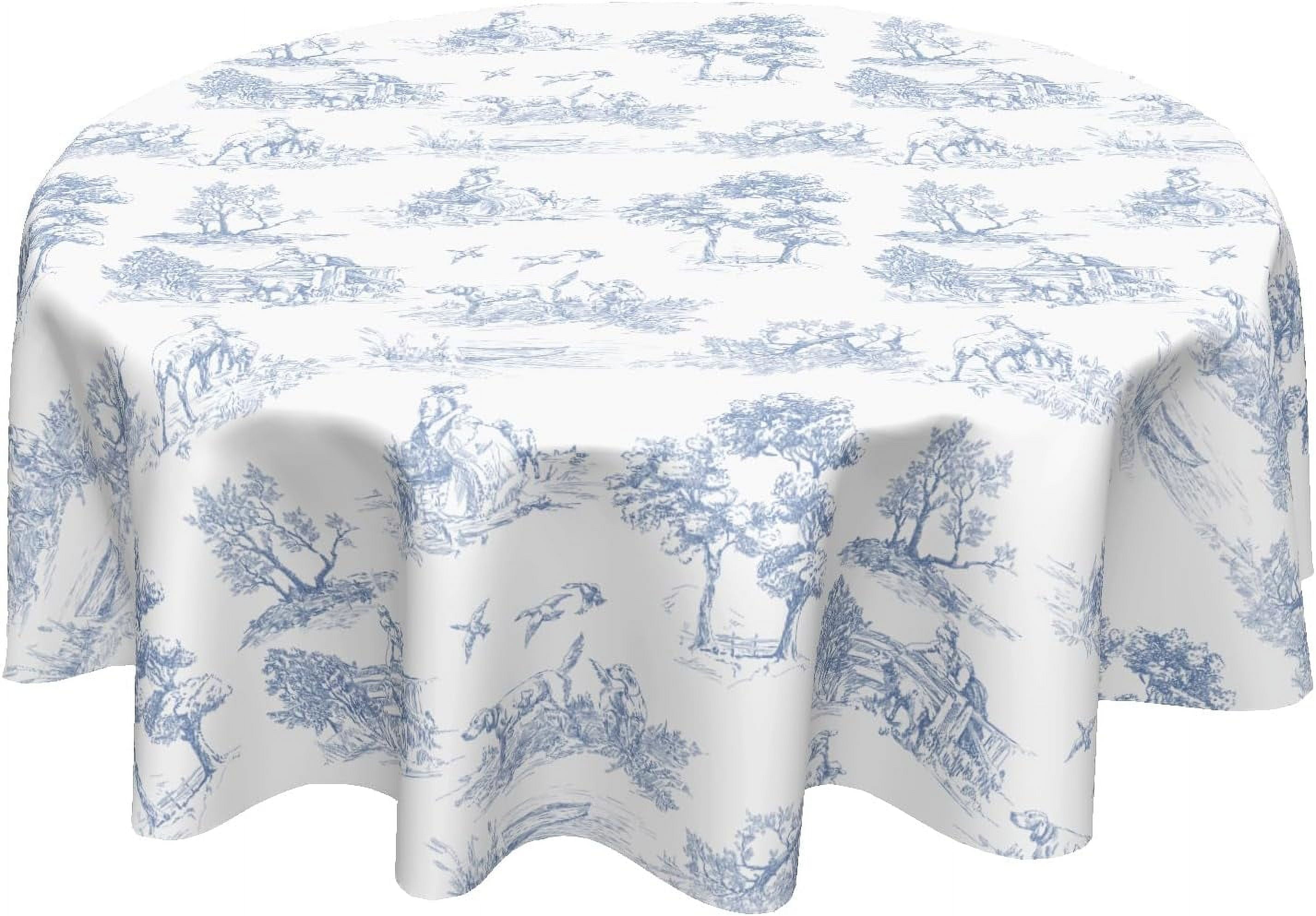 Blue Rustic Round Tablecloth 60 Inch French Country Cottage Print Table ...