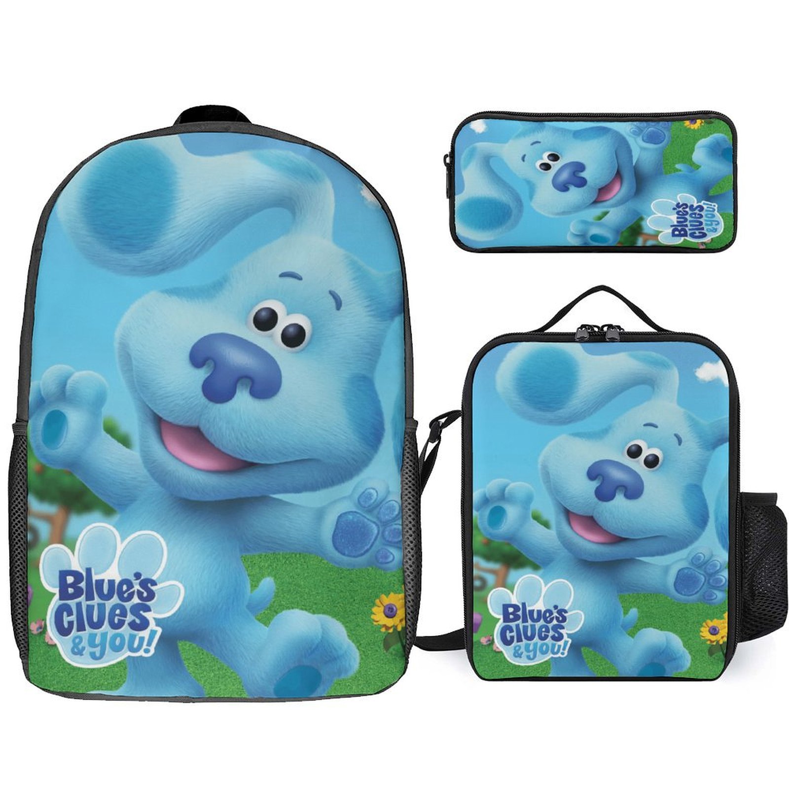 Blue'S Clues Backpacks 3 Piece Set Bookbag with Lunch Bag And Pencil ...