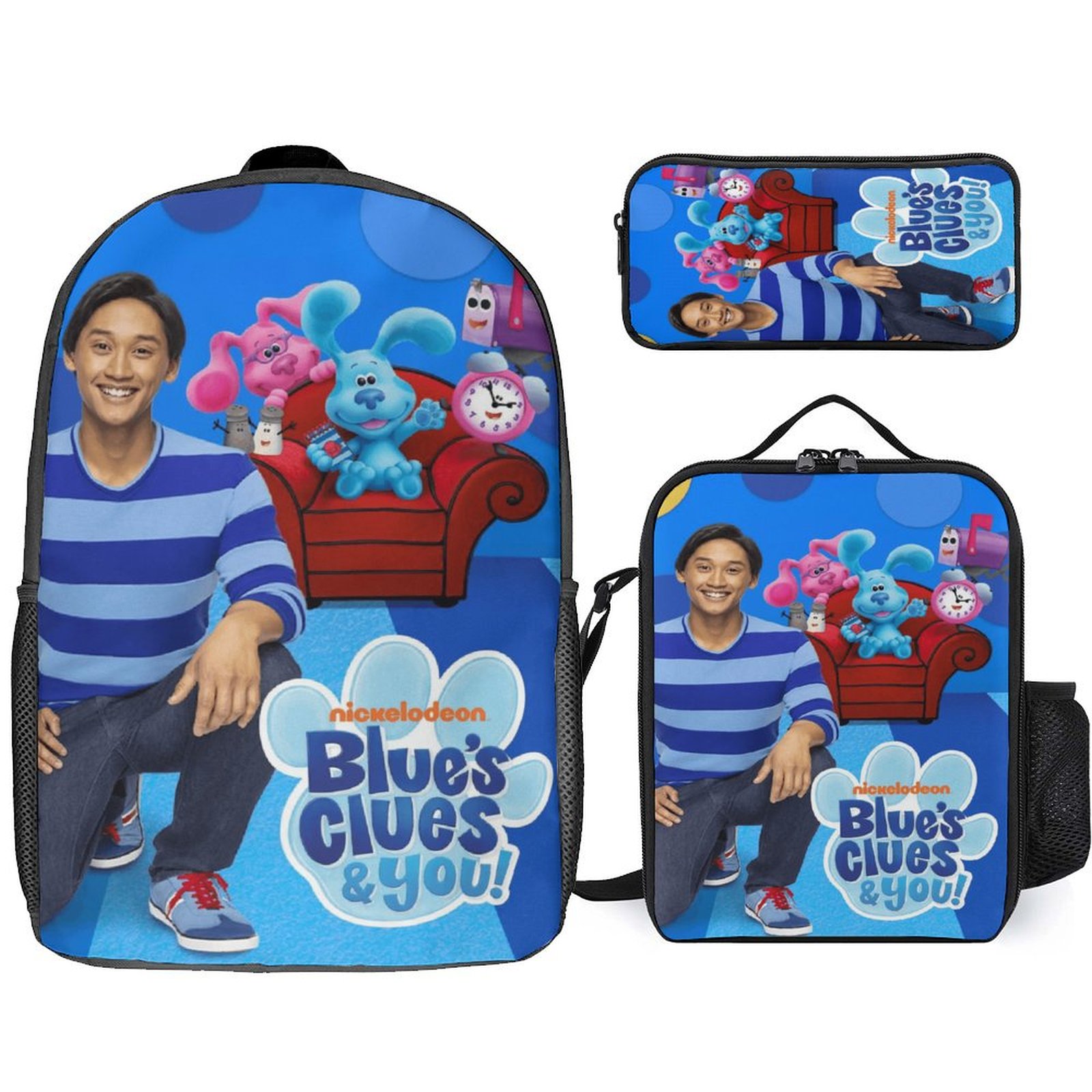 Blue'S Clues Backpacks 3 Piece Set Bookbag with Lunch Bag And Pencil ...