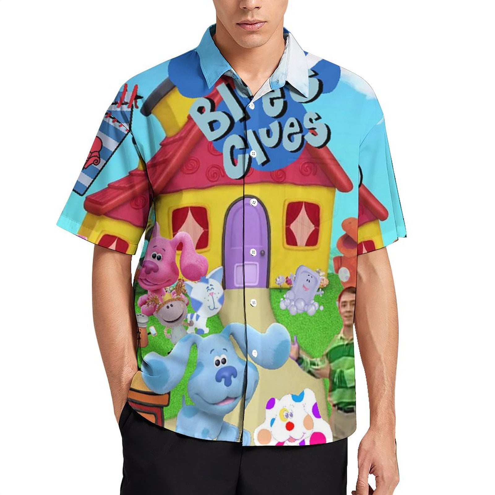 Blue'S Clues Mens Hawaiian Shirt Short Sleeve Button Down Shirts ...
