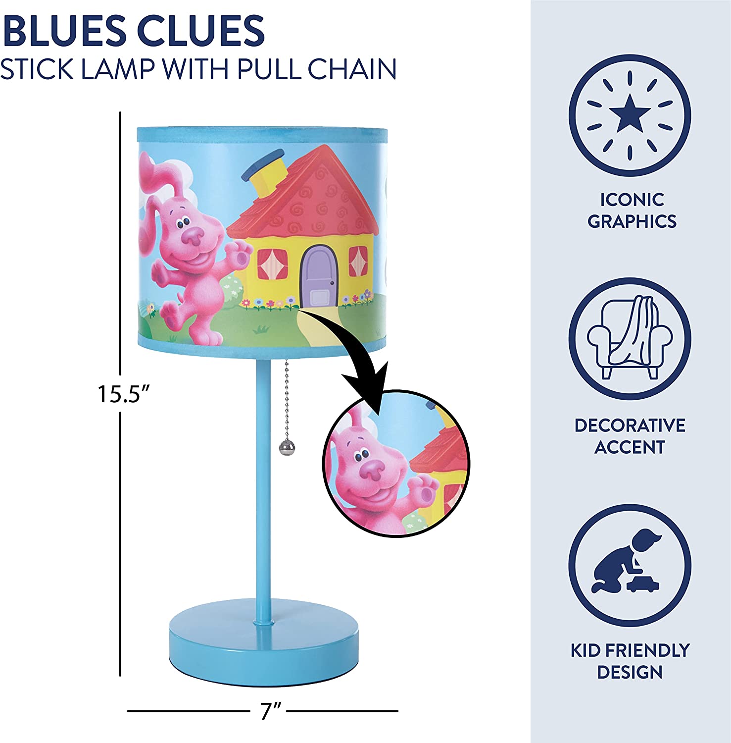 Blue'S Clues Stick Table Kids Lamp With Pull Chain Themed Printed ...