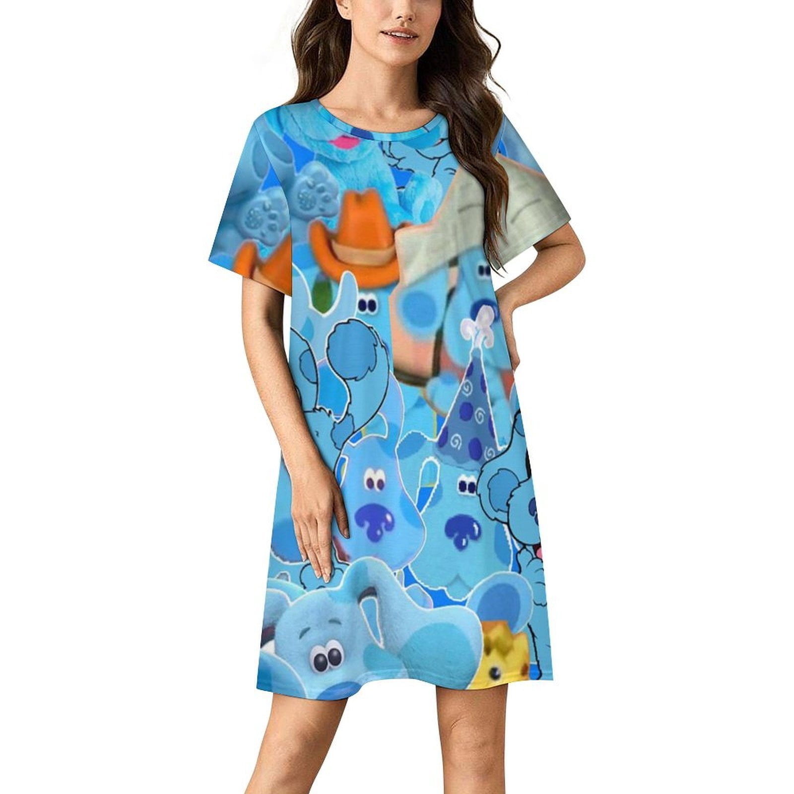 Blue'S Clues Women's Nightgown Sleepwear Nightdress Short Sleeves Night ...