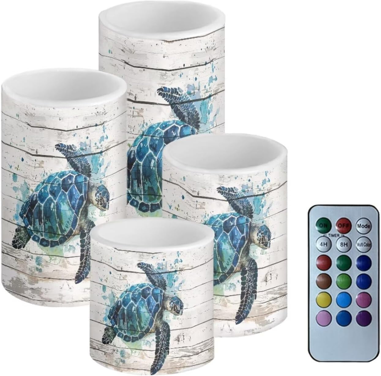 Blue SXIULIN Turtle Flameless Candles with Remote Control and Timer ...