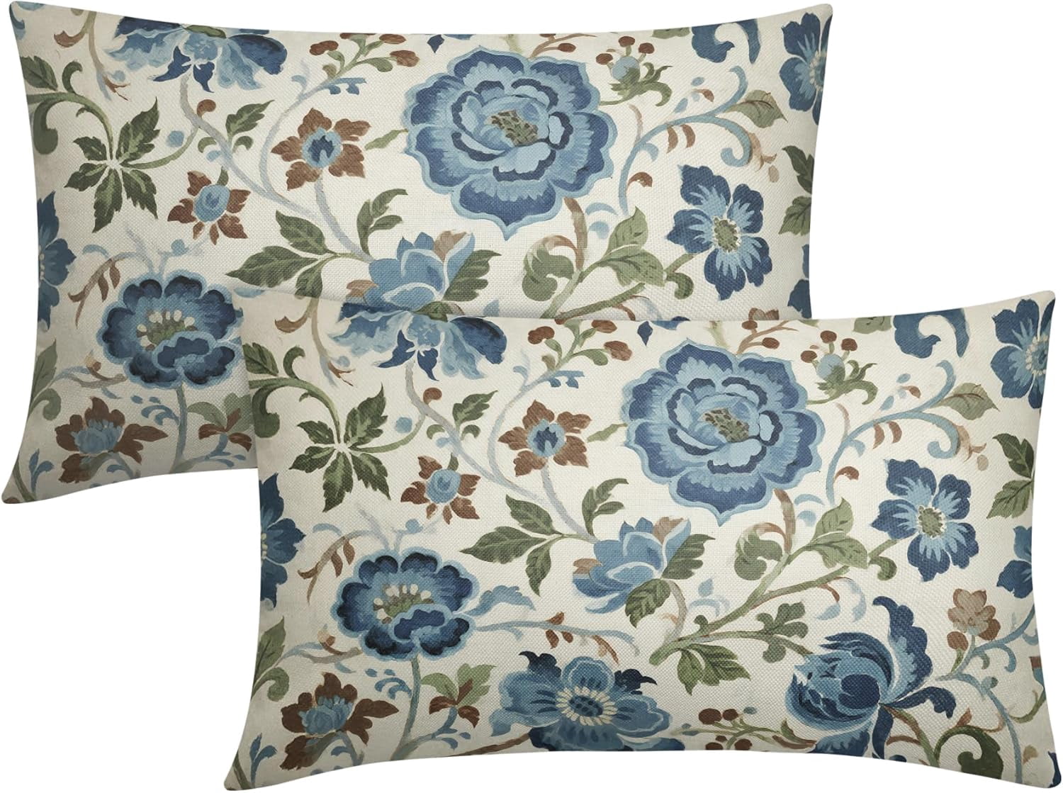 Blue Sage Green Floral Pillow Covers 12x20 Inch Set of 2 Spring ...