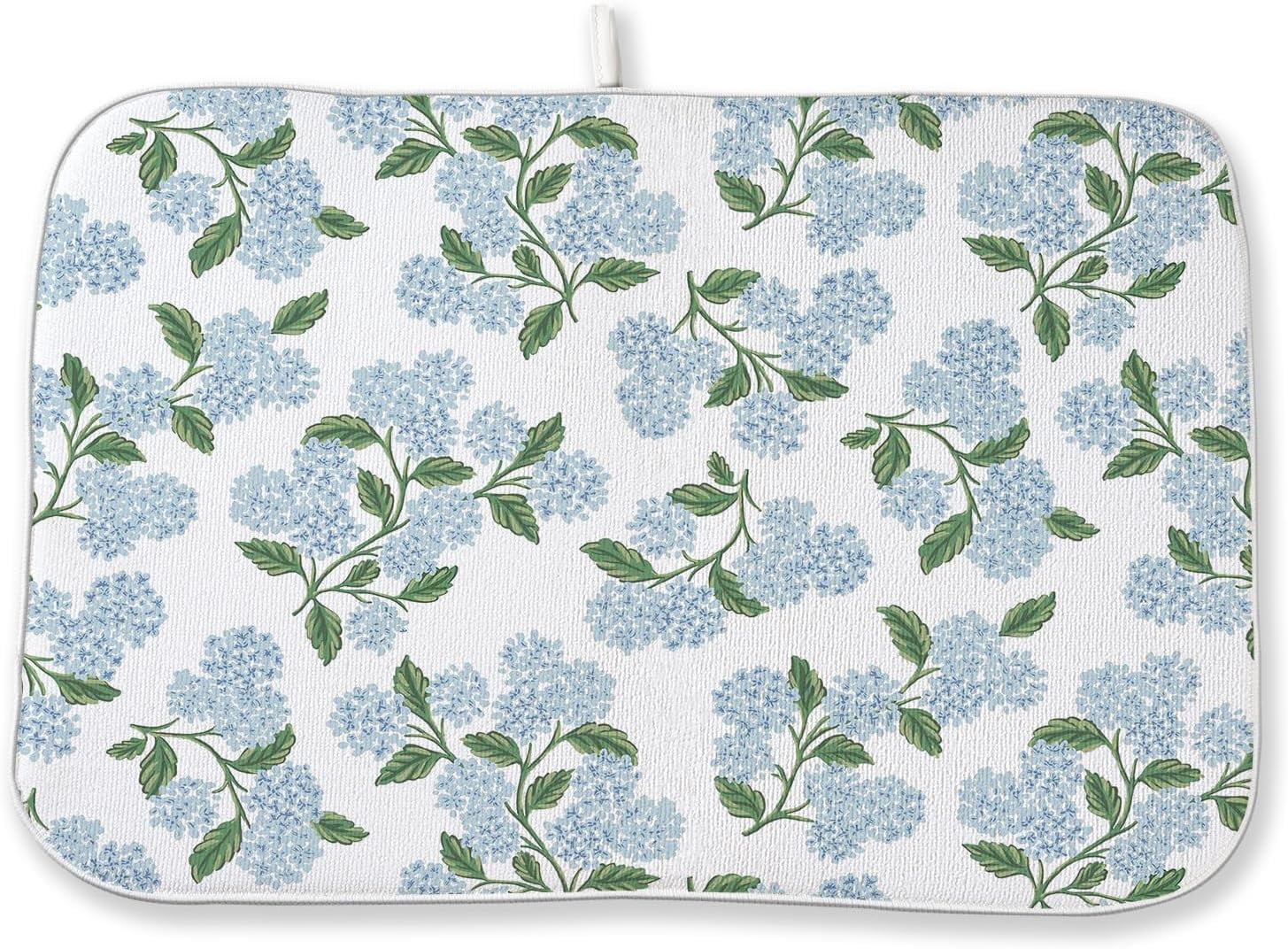 Blue Sage Green Hydrangea Dish Drying Mats 18x24 Inch Floral Mats ...