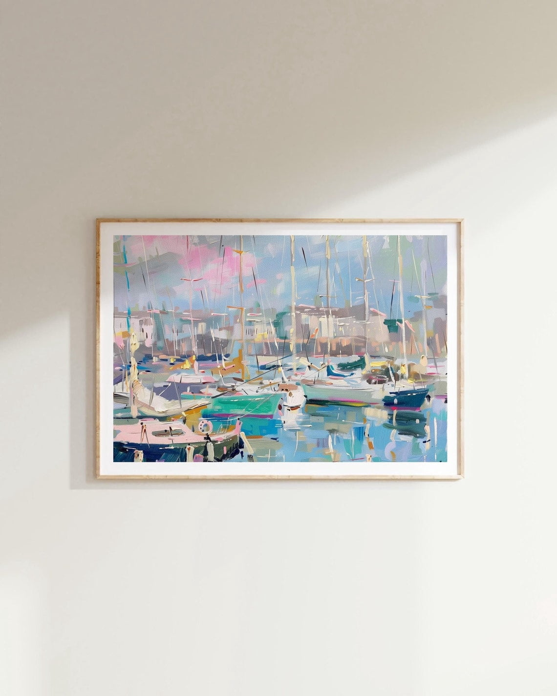 Blue Sailboat Pastel Coastal Beach House Summer Ocean Landscape ...