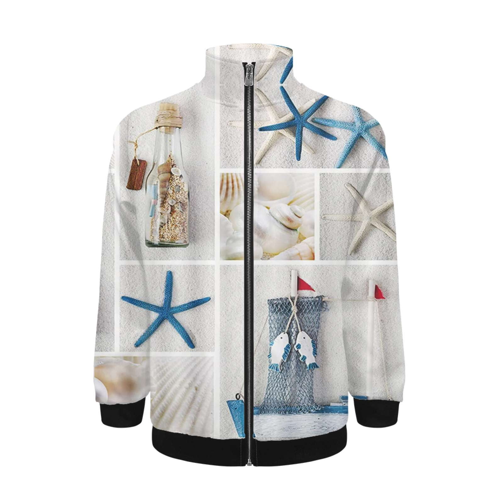Blue Sand Beach Sea Shells Jacket Men's Street Cool Long Sleeves Coat ...