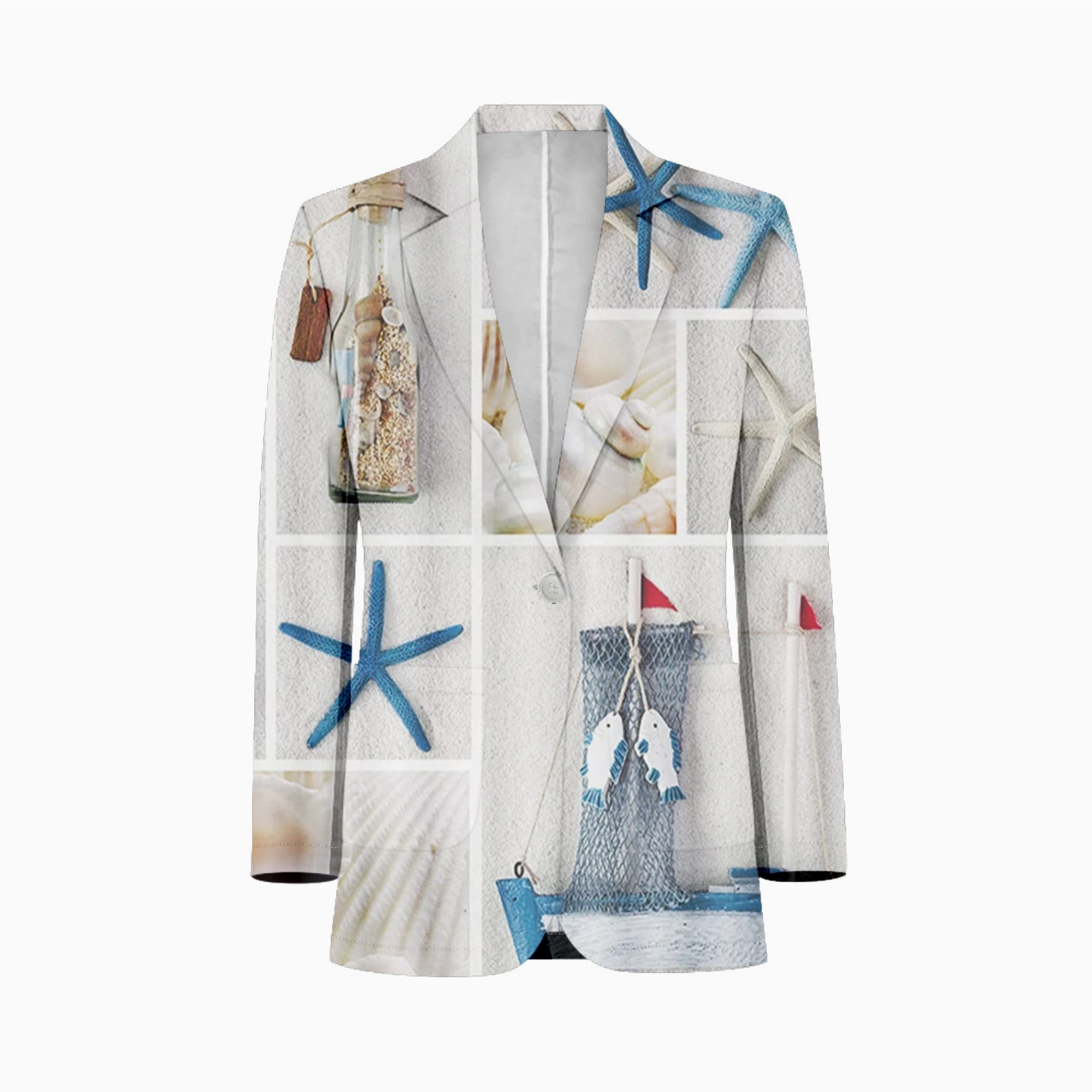 Blue Sand Beach Sea Shells Mens Suits Shawl Collar Slim Fit Suit Mens ...