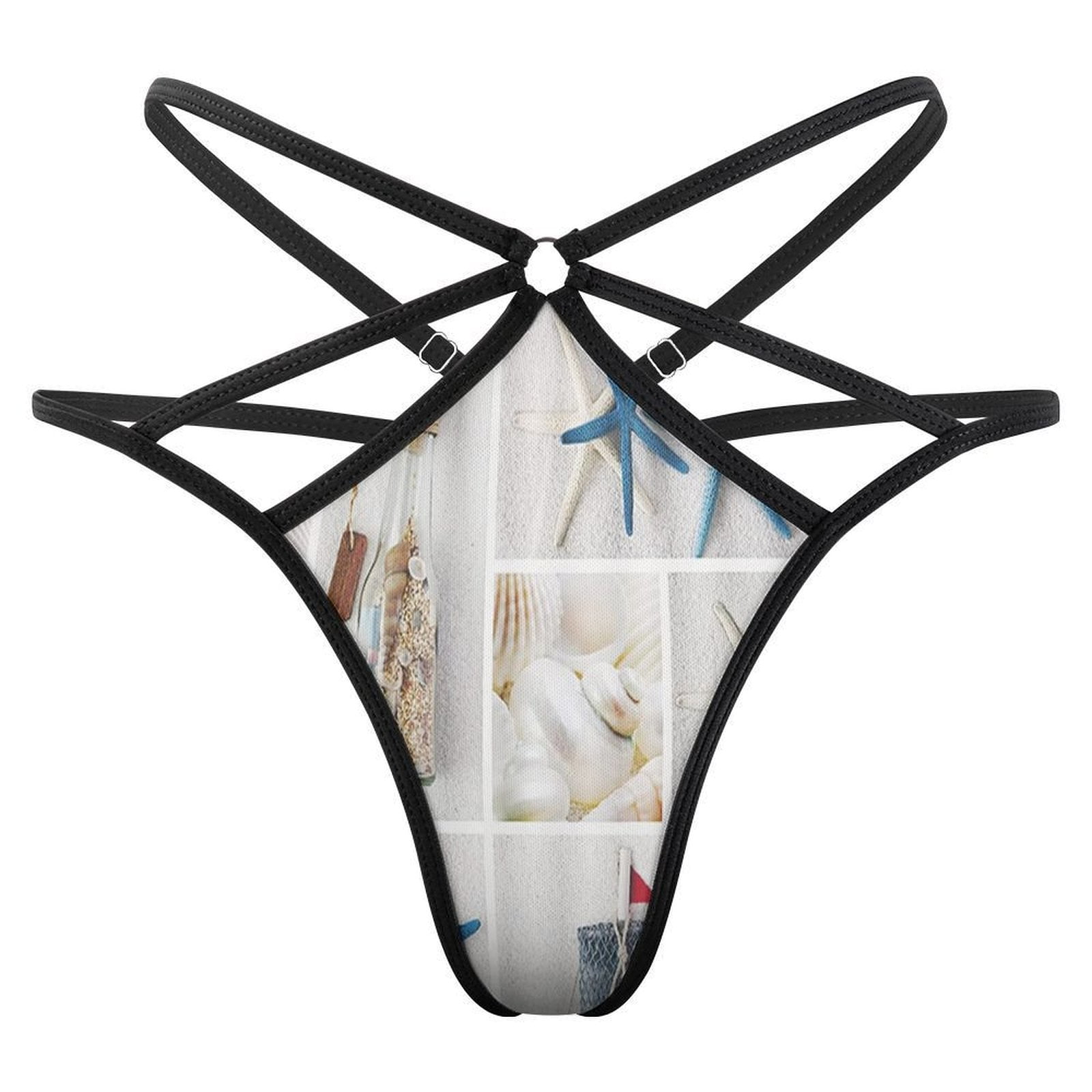 Blue Sand Beach Sea Shells Open Type Women's Panties Crotch Opening G ...