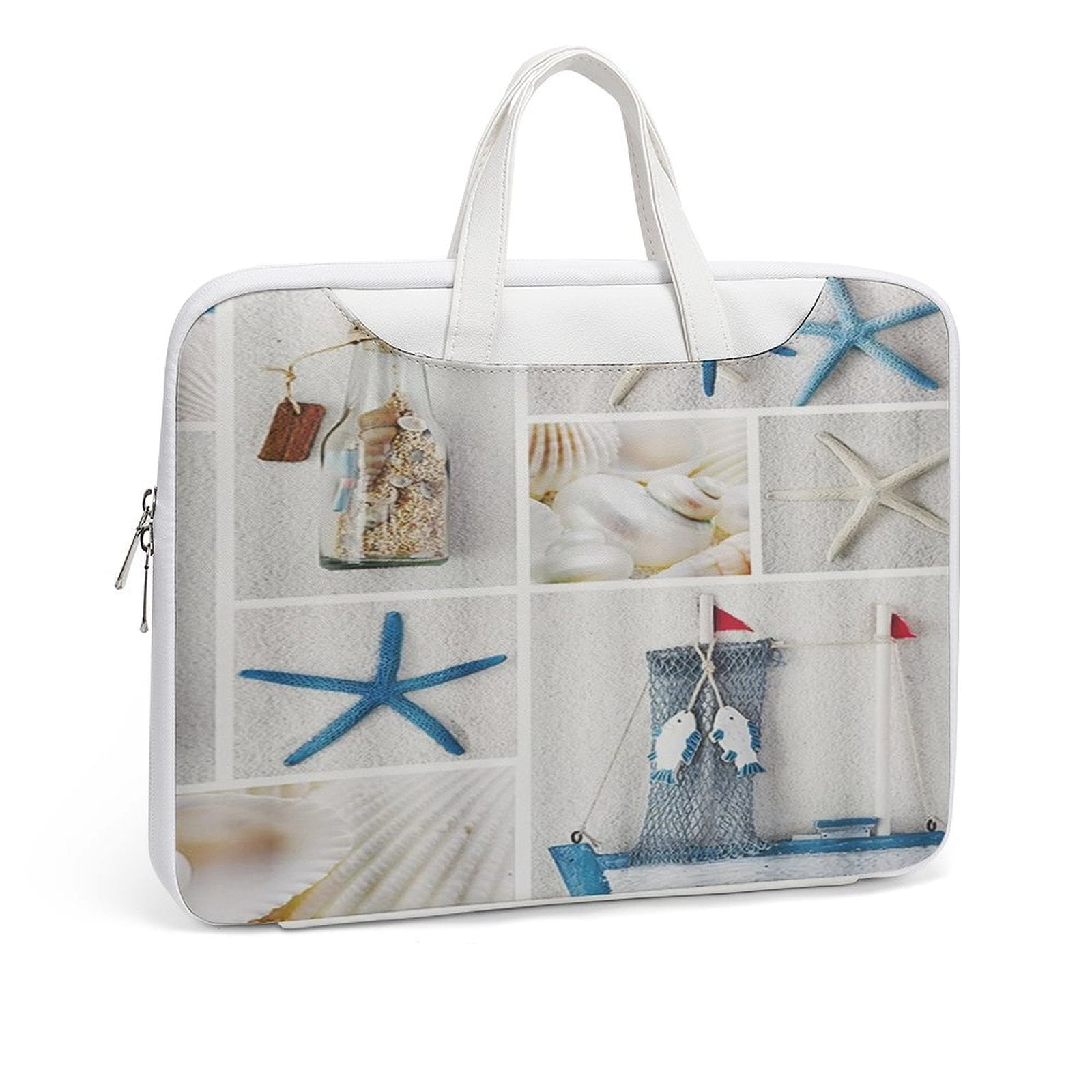 Blue Sand Beach Sea Shells PU Leather Laptop Bag Women Man Office ...