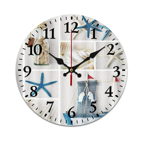Blue Sand Beach Sea Shells Wall Clock Modern Design Clocks Wall Hanging ...