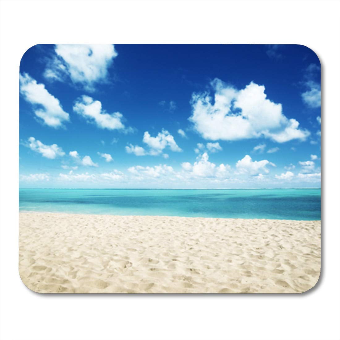 Blue Sand Sunny Tropical Beach and Perfect Sky Scene Mousepad Mouse Pad ...