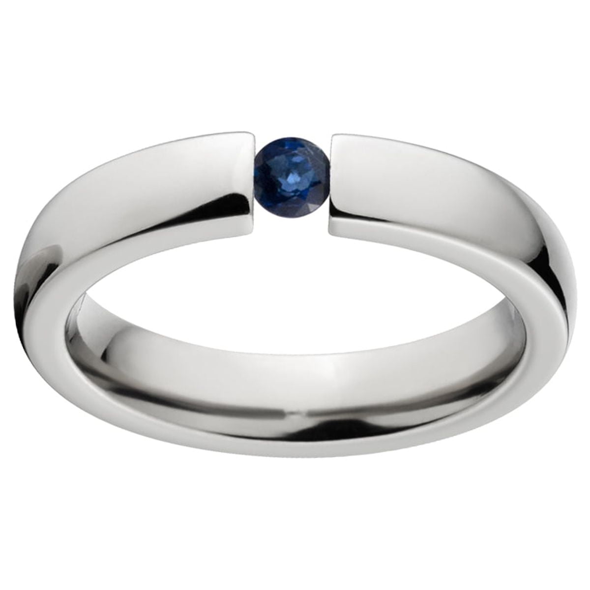 Blue Saphire 4mm Stainless Steel Tension Set Ring - Walmart.com