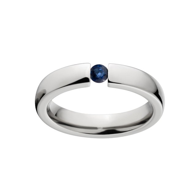 Blue Saphire 4mm Stainless Steel Tension Set Ring - Walmart.com