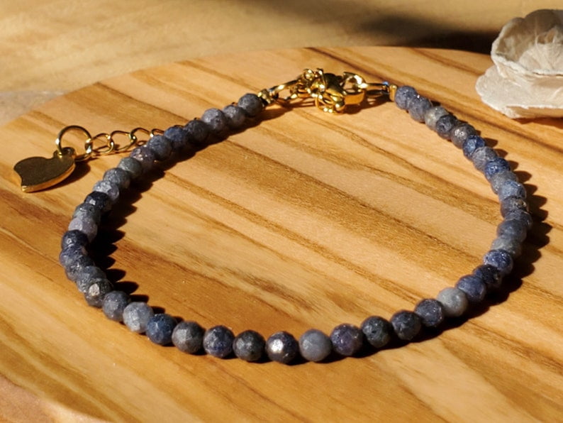 Blue Sapphire 3.5mm Round Shape Faceted Cut Beads 7 inch adjustable ...