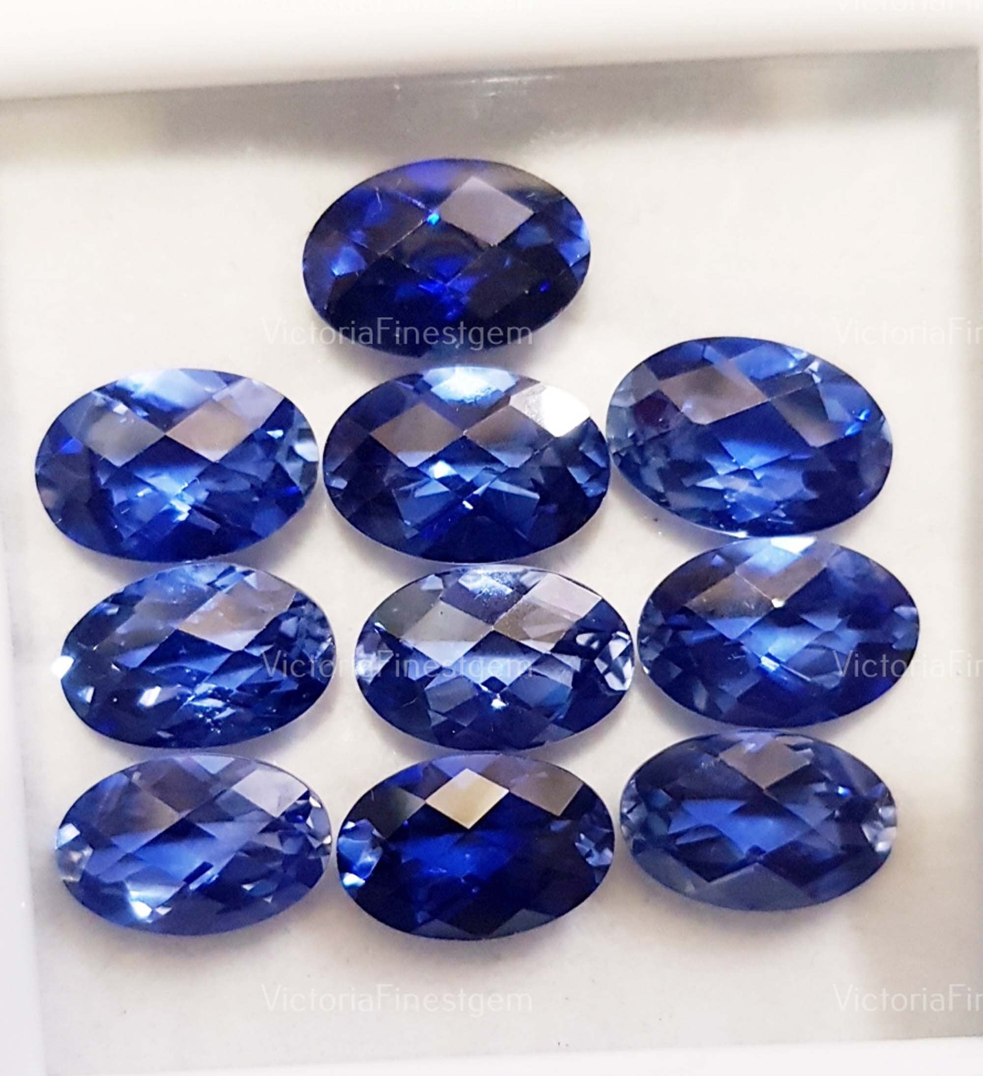Blue Sapphire 42.20 Carat 10 PCs Natural Sapphire-MM Variety Ceylon sapphire ring Oval Shape ...
