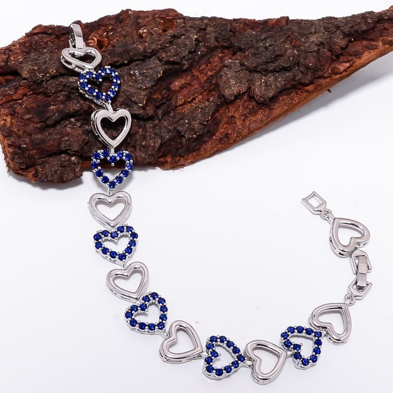 Blue Sapphire 925 Sterling Silver Adjustable Tennis Bracelet 7-8 ...