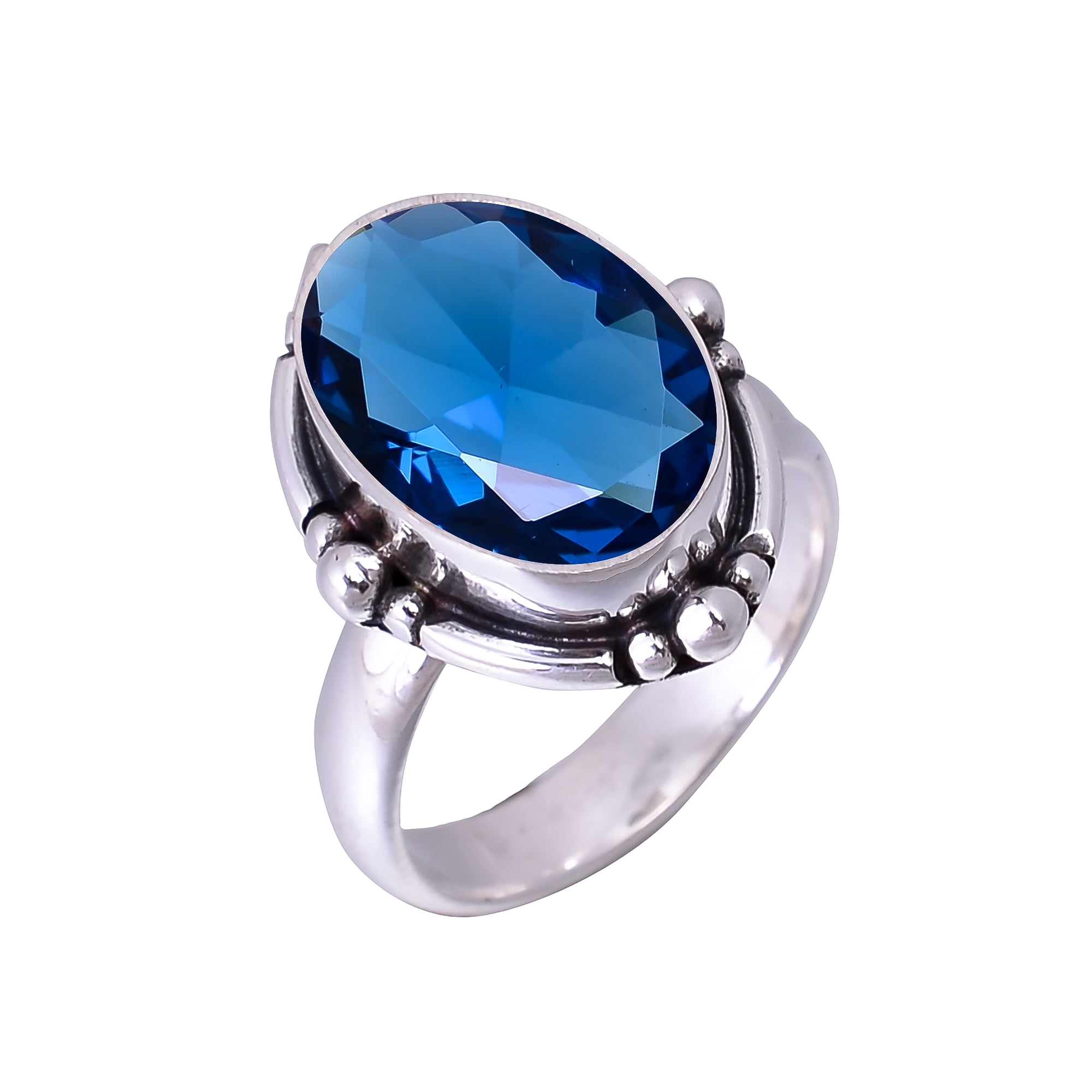 Blue Sapphire 925 Sterling Silver Ring V2733, Blue Sapphire Ring, Blue ...
