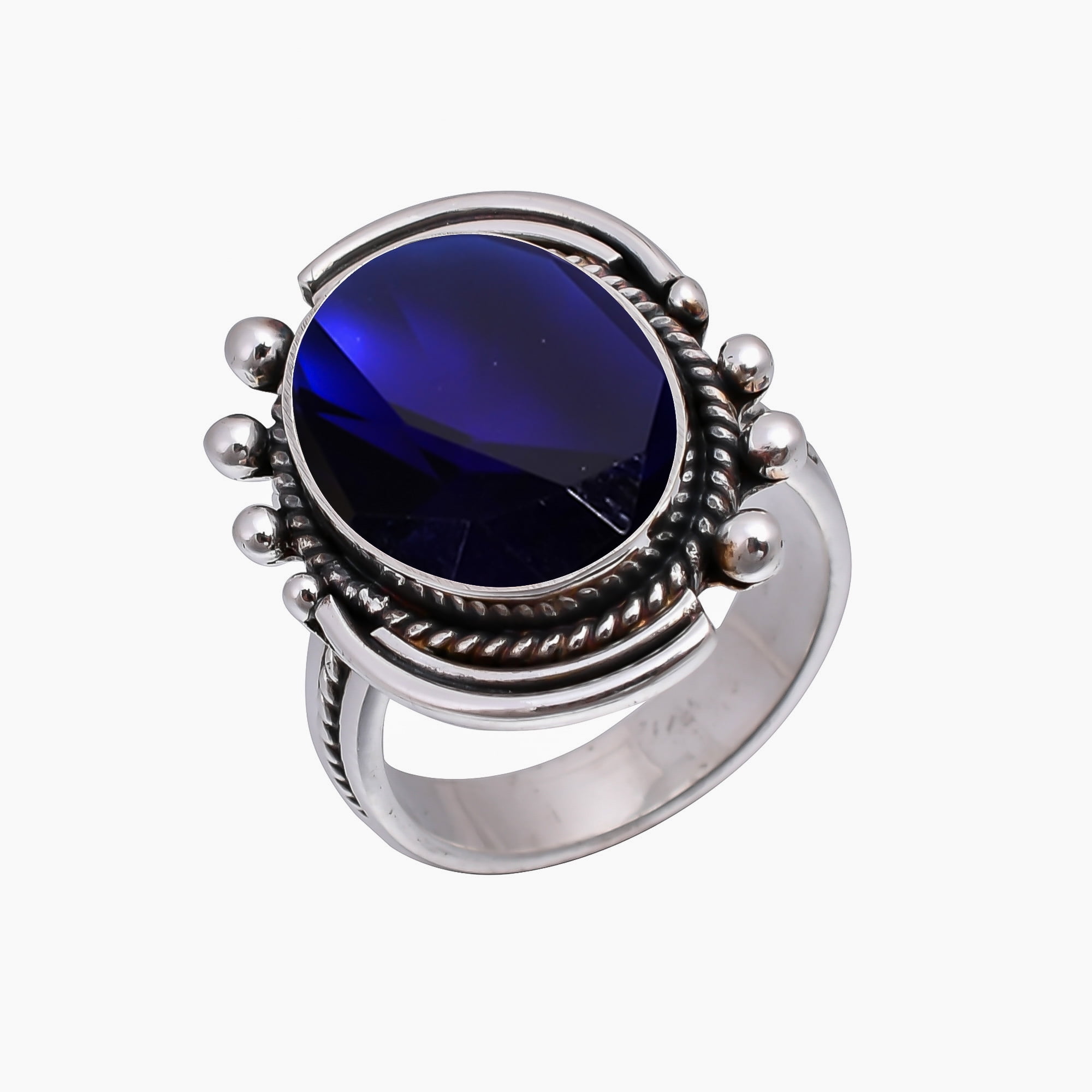 Blue Sapphire 925 Sterling Silver Ring V5036, Blue Sapphire Ring ...