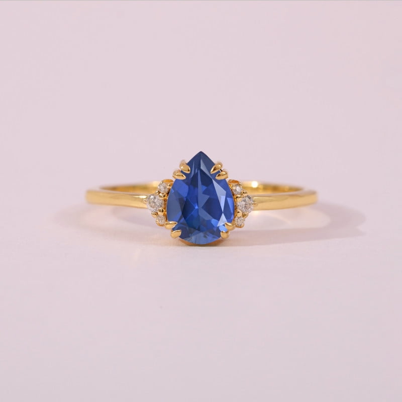 Blue Sapphire And Diamond Gemstone Ring, 925 Starling Silver Wedding ...
