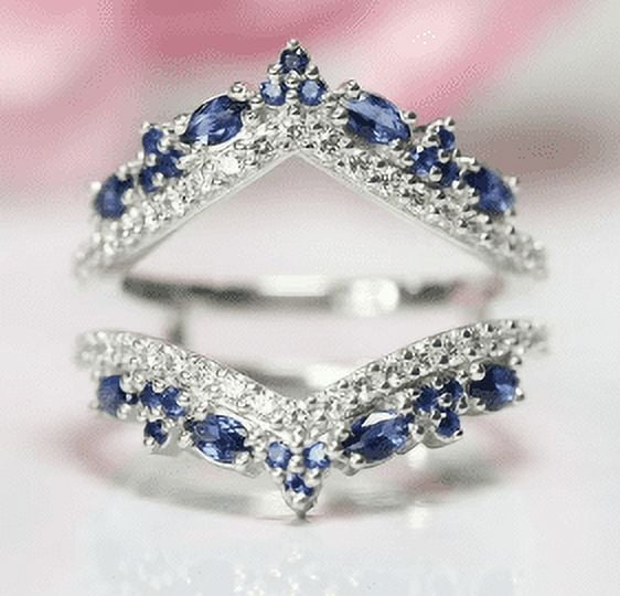 Blue Sapphire And White Diamond Ring Enhancer in 925 Sterling Silver ...