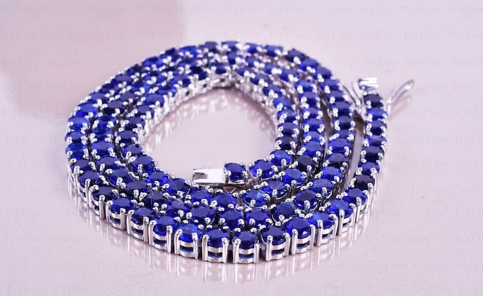 Blue Sapphire Chain Necklace, Unique Necklace, Sapphire Tennis Necklace ...