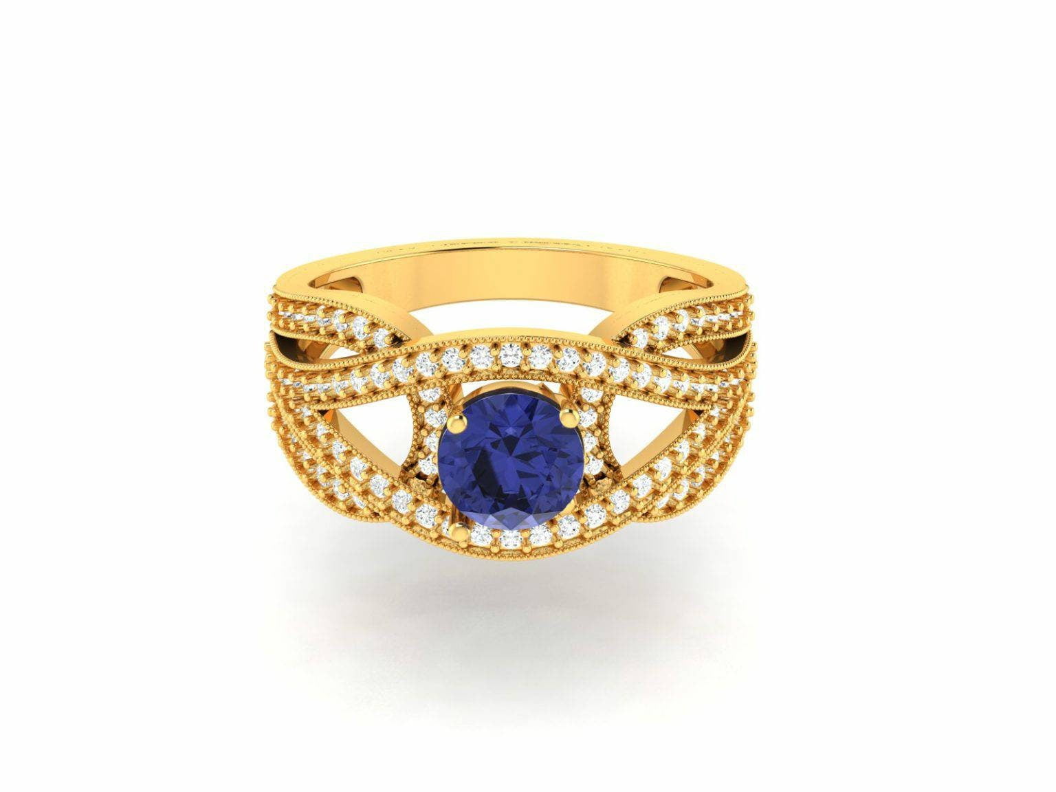 Blue Sapphire Diamond Engagement Ring, sapphire Weedding Ring, Sapphire ...