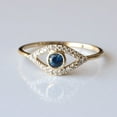 Blue Sapphire and Diamond Evil Eye Gamstone Ring, Dalicate Handmade ...