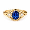 Blue Sapphire & Diamond Ring, Dainty Engagement Ring, Stackable Band ...
