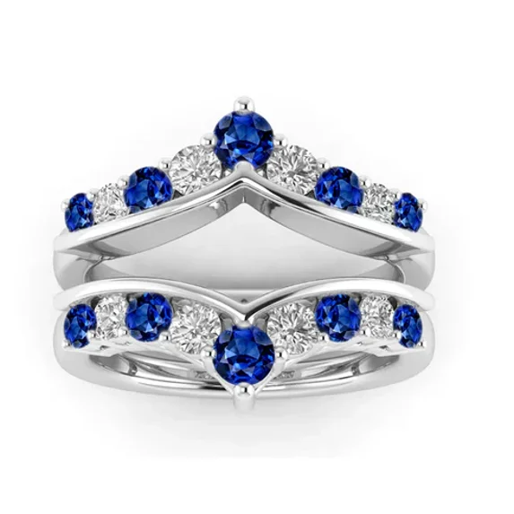 Blue Sapphire & Diamond Wrap Ring Enhancer in 925 Sterling Silver ...