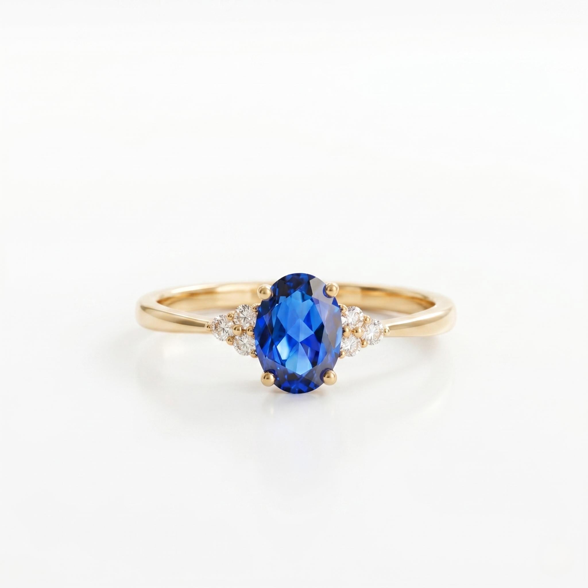 Blue Sapphire Engagement Ring for Women, Oval Cut Sapphire Ring, Gold ...