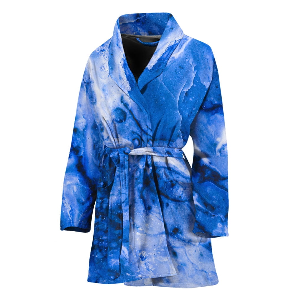 Blue Sapphire Marble Women Bathrobe One Size Univeral Fits Fashion ...